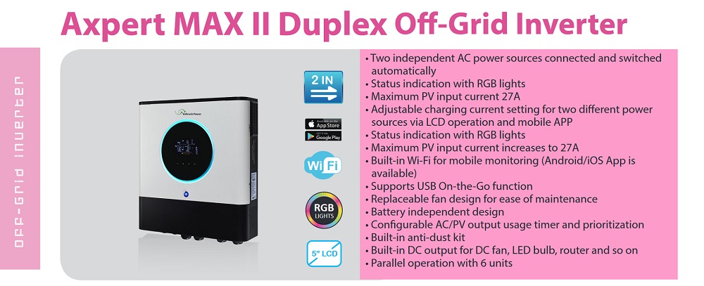 اینورتر شارژر 11000 وات مدل Axpert MAX II Duplex 11K